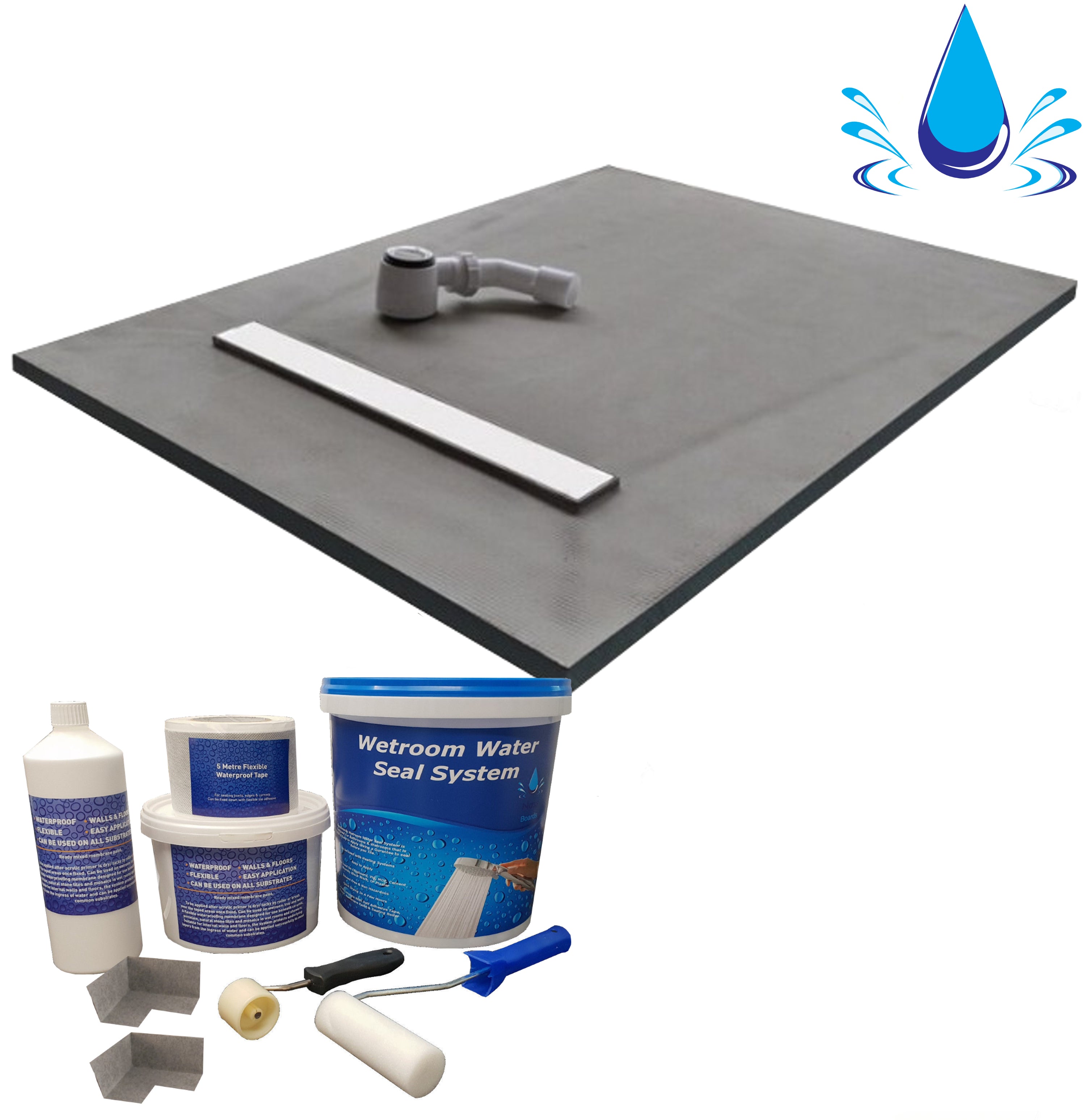 30mm Linear Tile Base Tray & Waste System (WSK) - Waterproof Watertigh